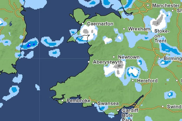 Maps show where snow, hail and rain is forecast to fall in Wales today