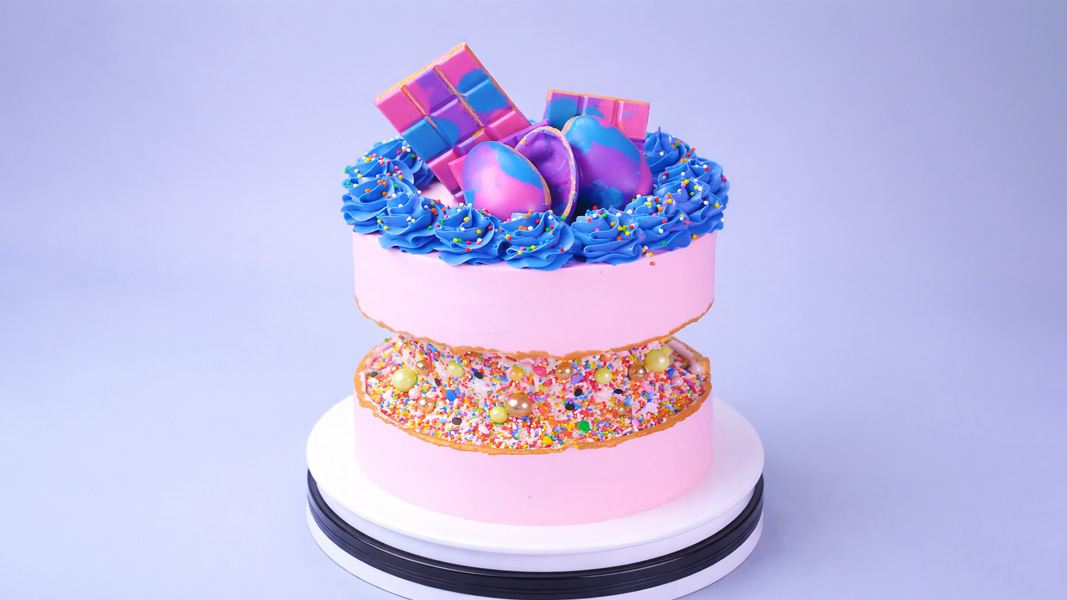 Floating sprinkle layer celebration cake