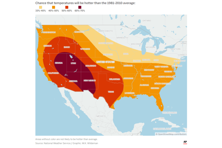 Heat dome map shows states set for hottest spring temperatures