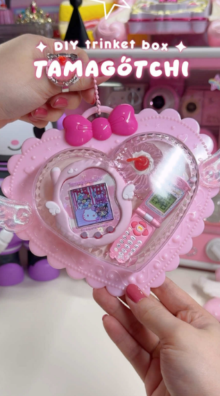 I made a Tamagotchi trinket heart box and it turned out so cute