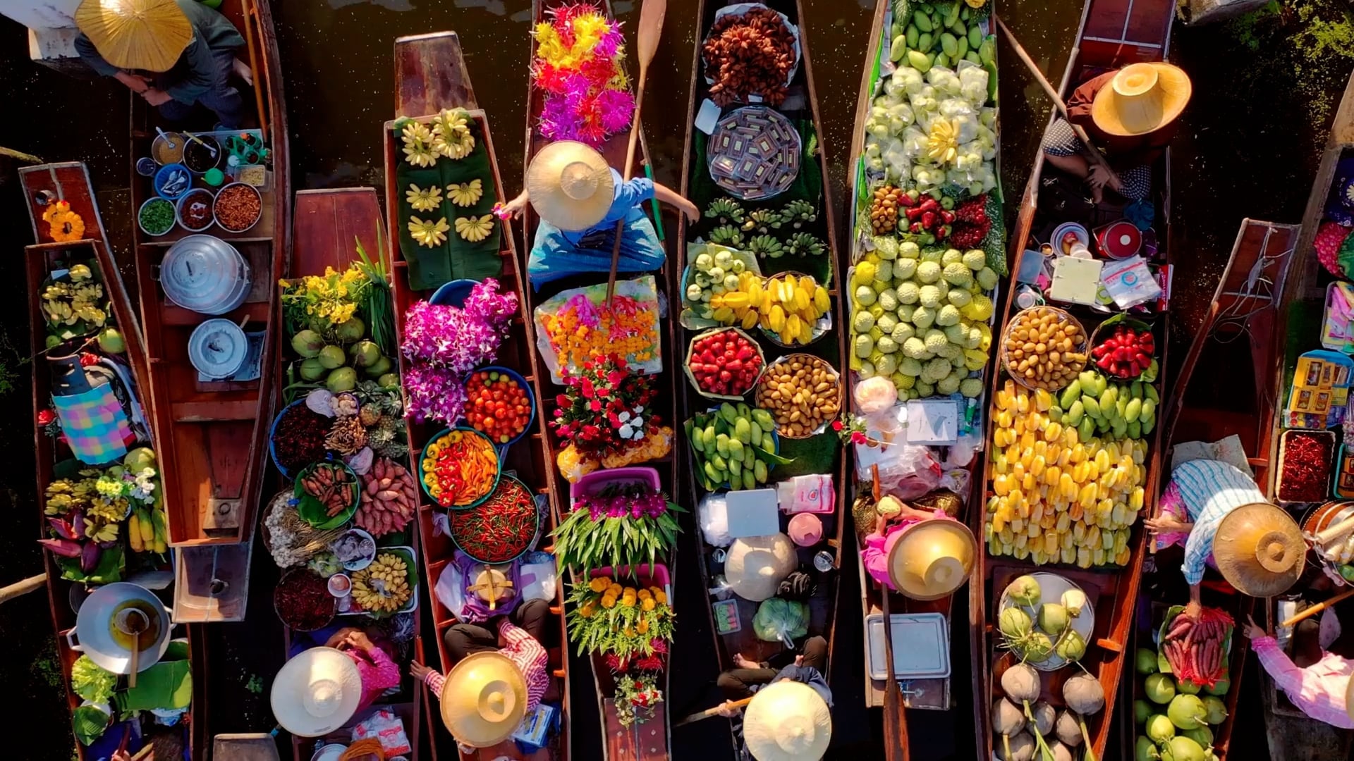 Aerial view: Thailand's floating markets bustle with life - Worldwide