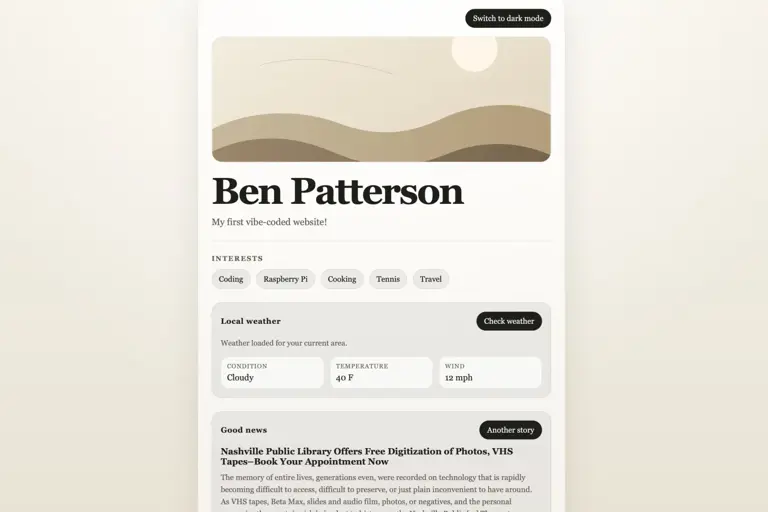 I built a personal web page with AI in 5 minutes. You can too!