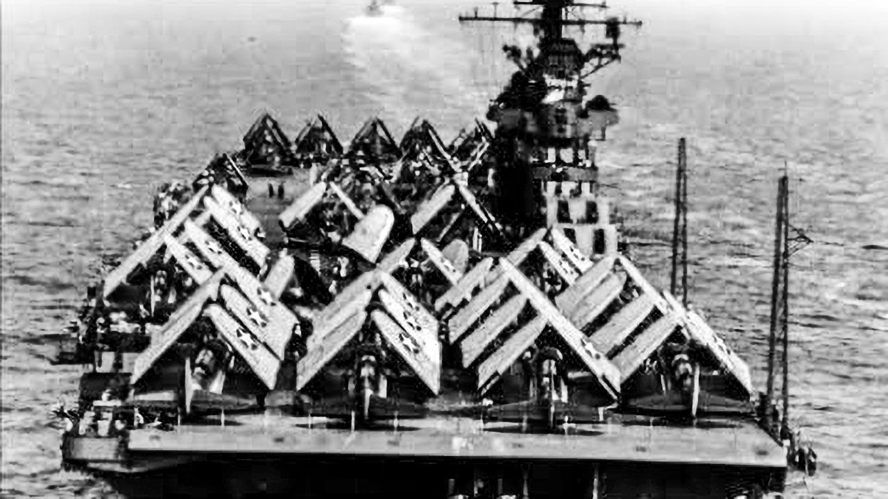 US carrier hunting Yamato is hit and set on fire mid-operation