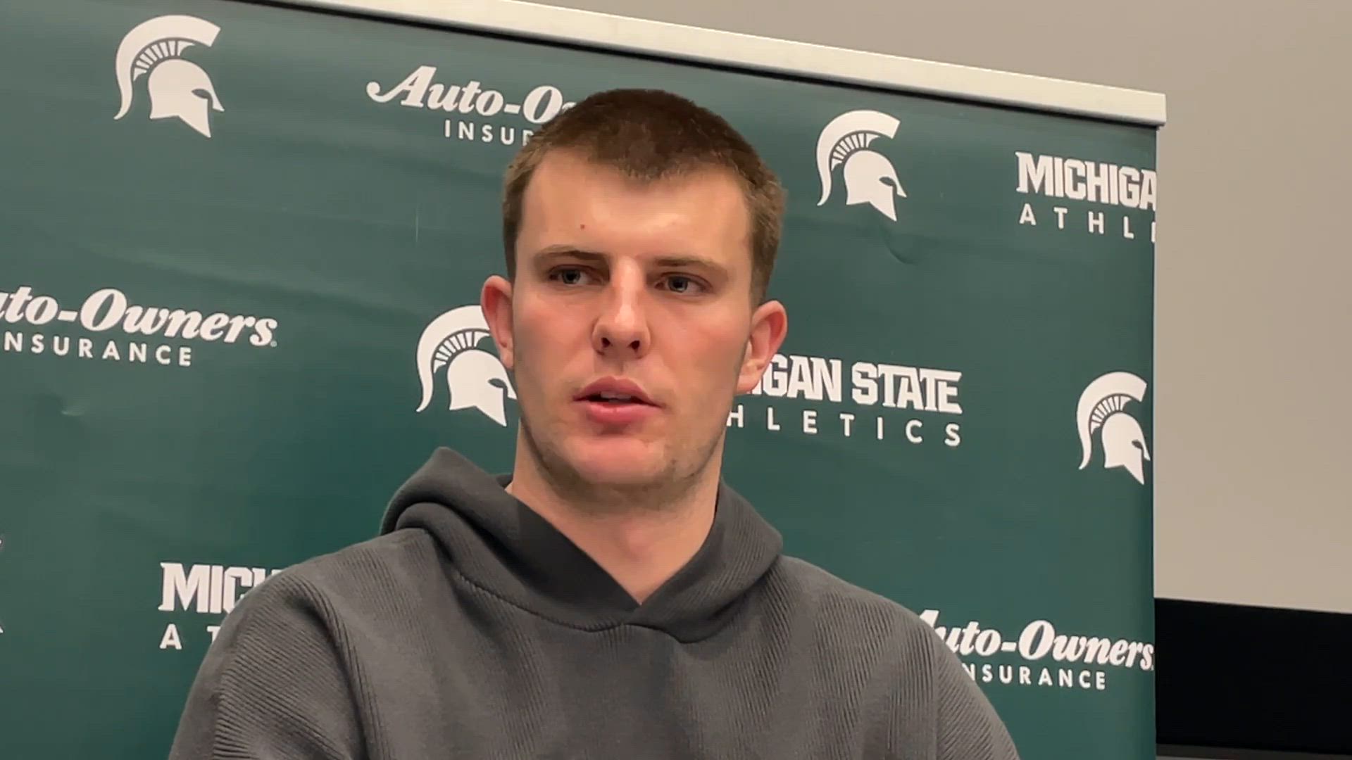 Michigan State Spartans punter Rhys Dakin on coach Woods, more