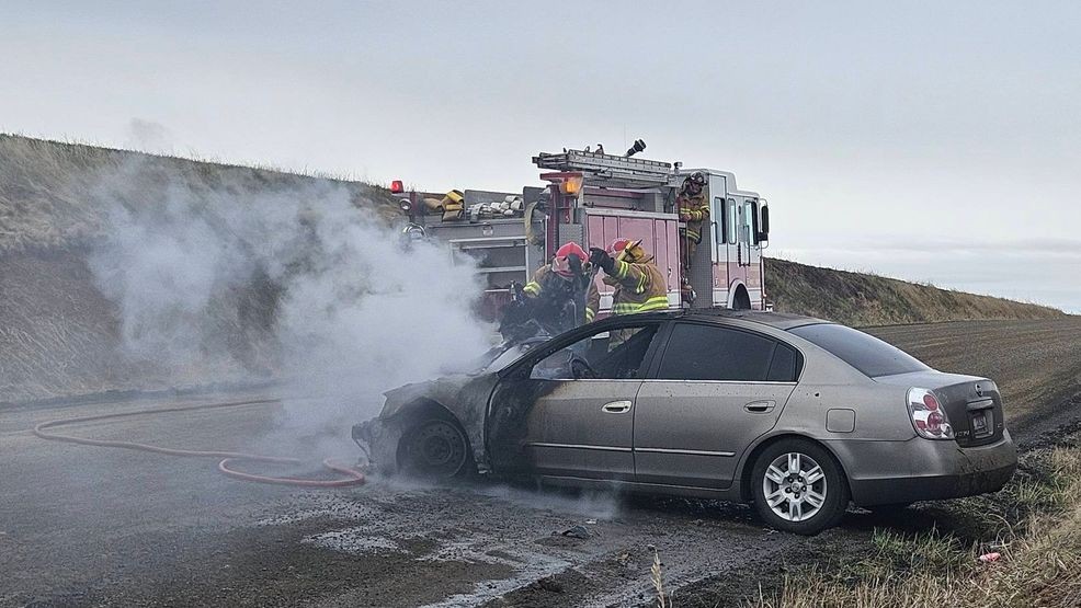 Driver escapes uninjured as car catches fire on U.S. 95 on Talmacks Road