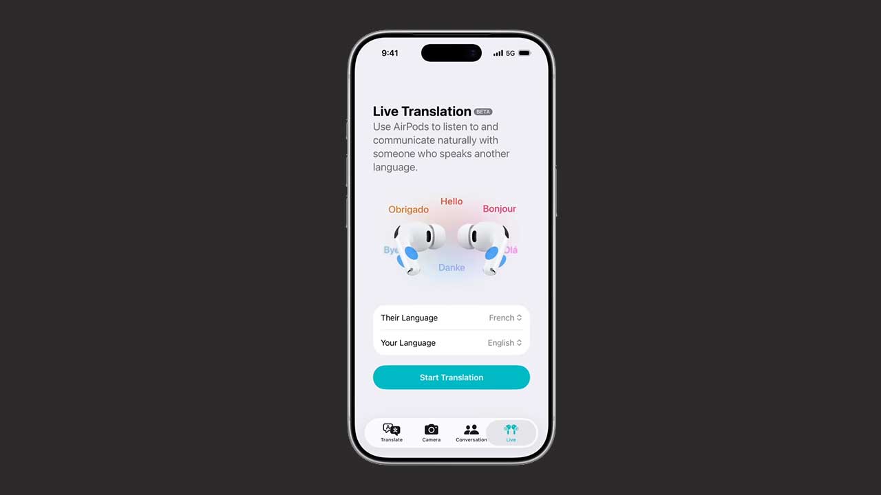 How to use Apple Live Translation with AirPods and the Translate app?