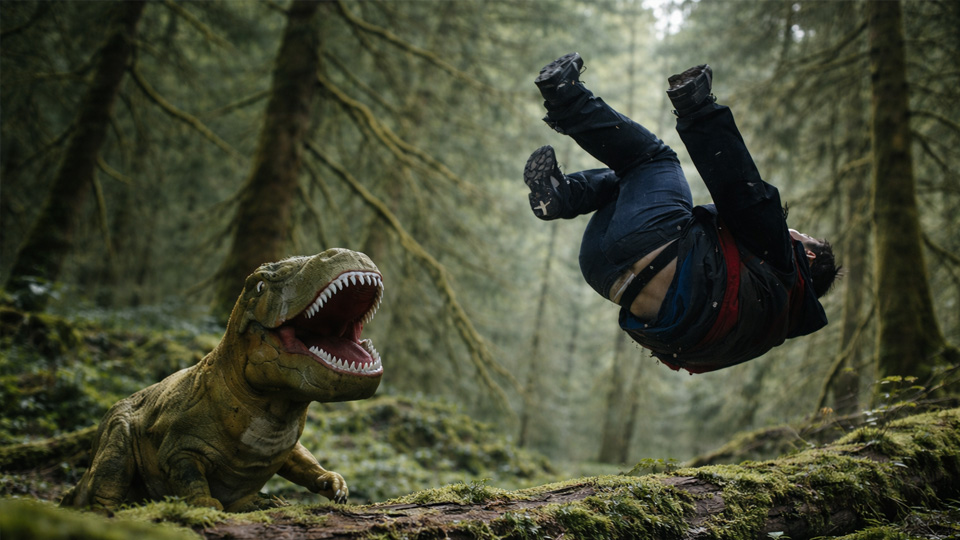 Jurassic World parkour real life dinosaur chase