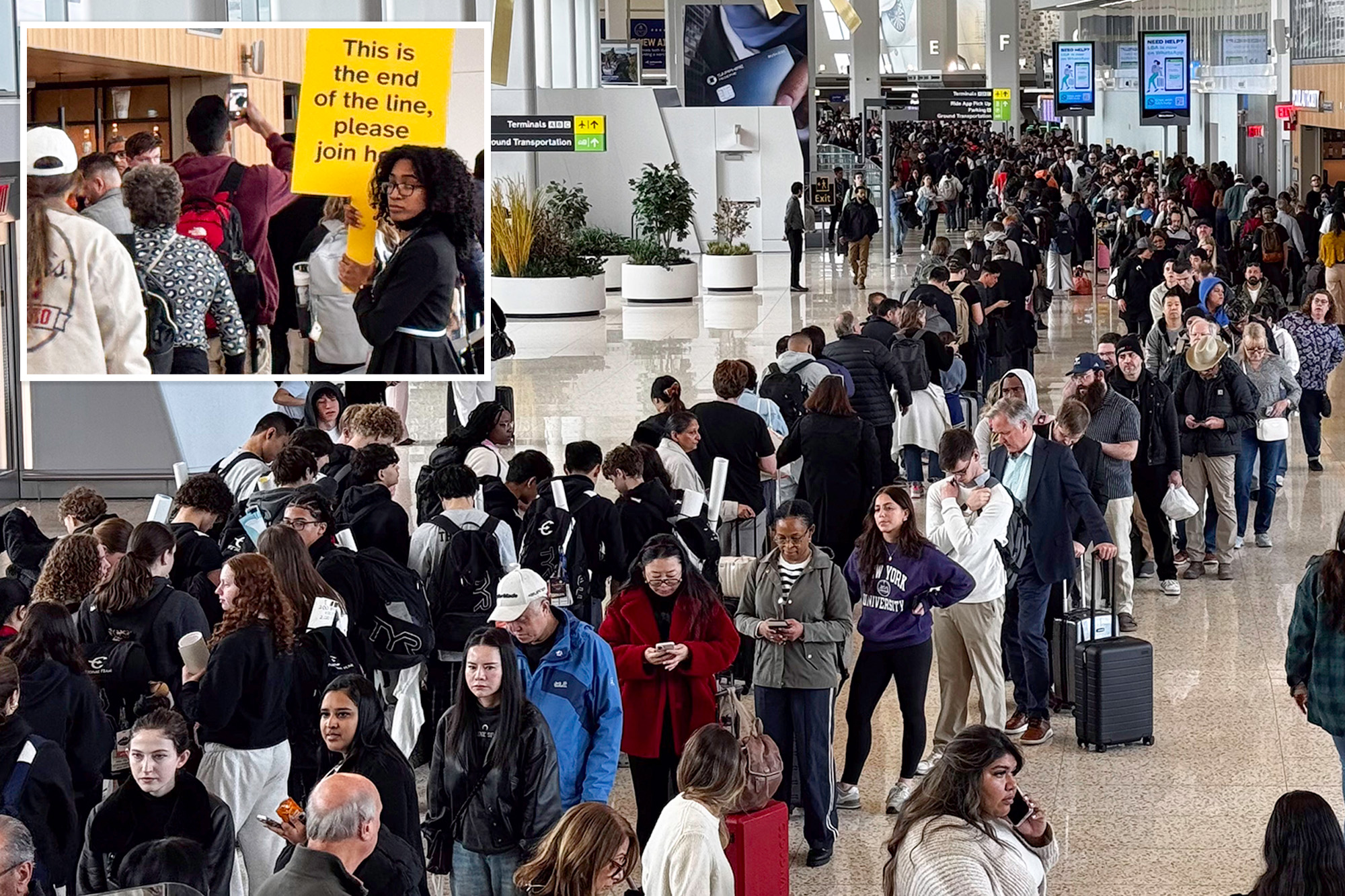 LaGuardia Airport sees 3-hour wait times with lines reaching parking ...