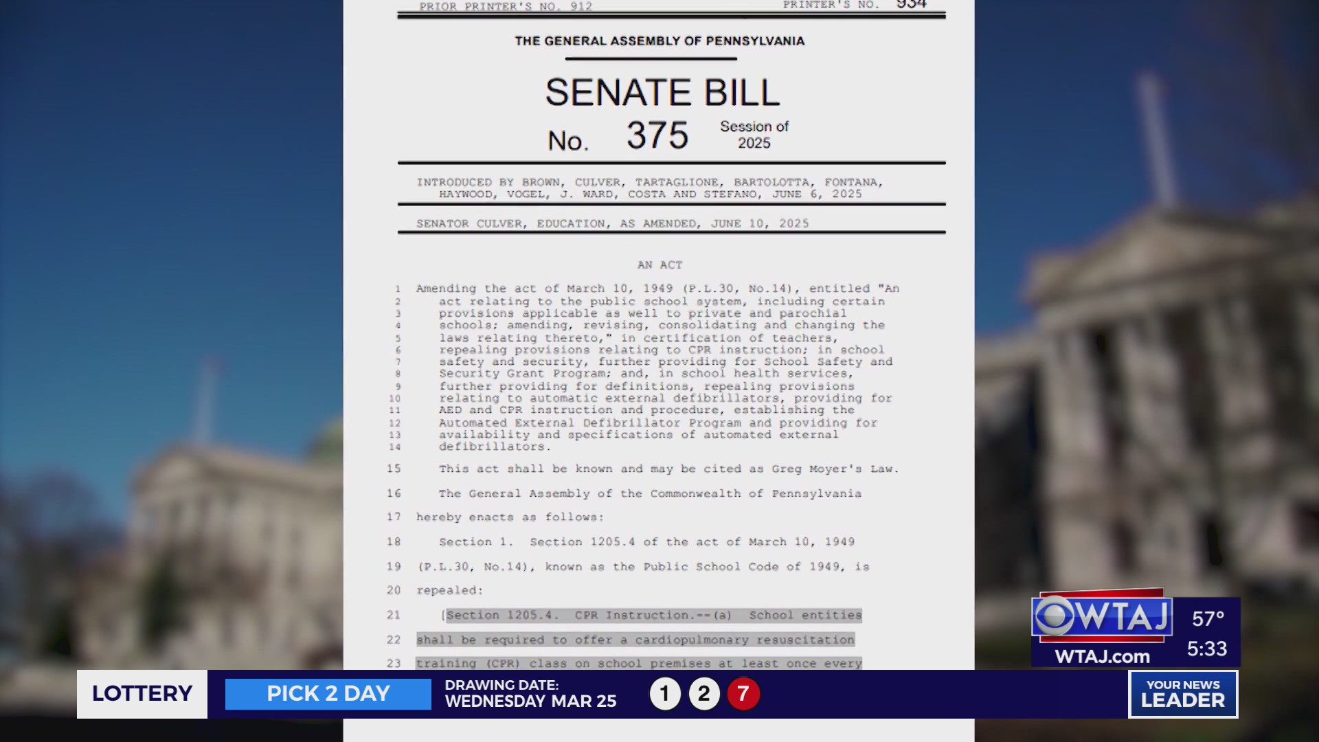 High school cardiac emergency bill moves forward at the Capitol