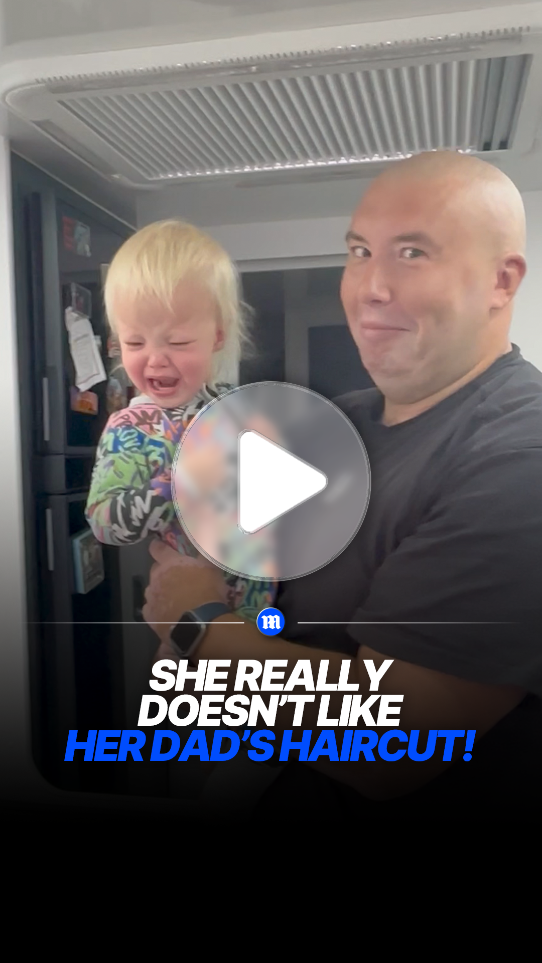 Baby reacts with tears after dad shaves off beard