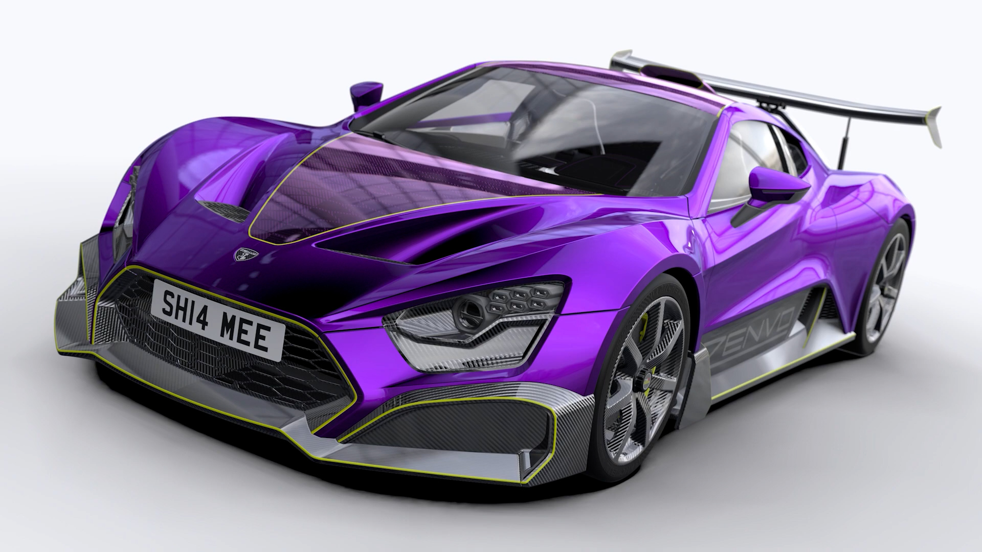 Zenvo TSR S purple hypercar carbon fiber design