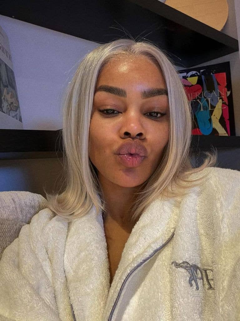Teyana Taylor goes sans makeup with ice white hair for latest snap