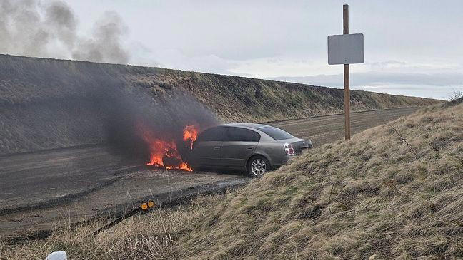 Driver escapes uninjured as car catches fire on U.S. 95 on Talmacks Road
