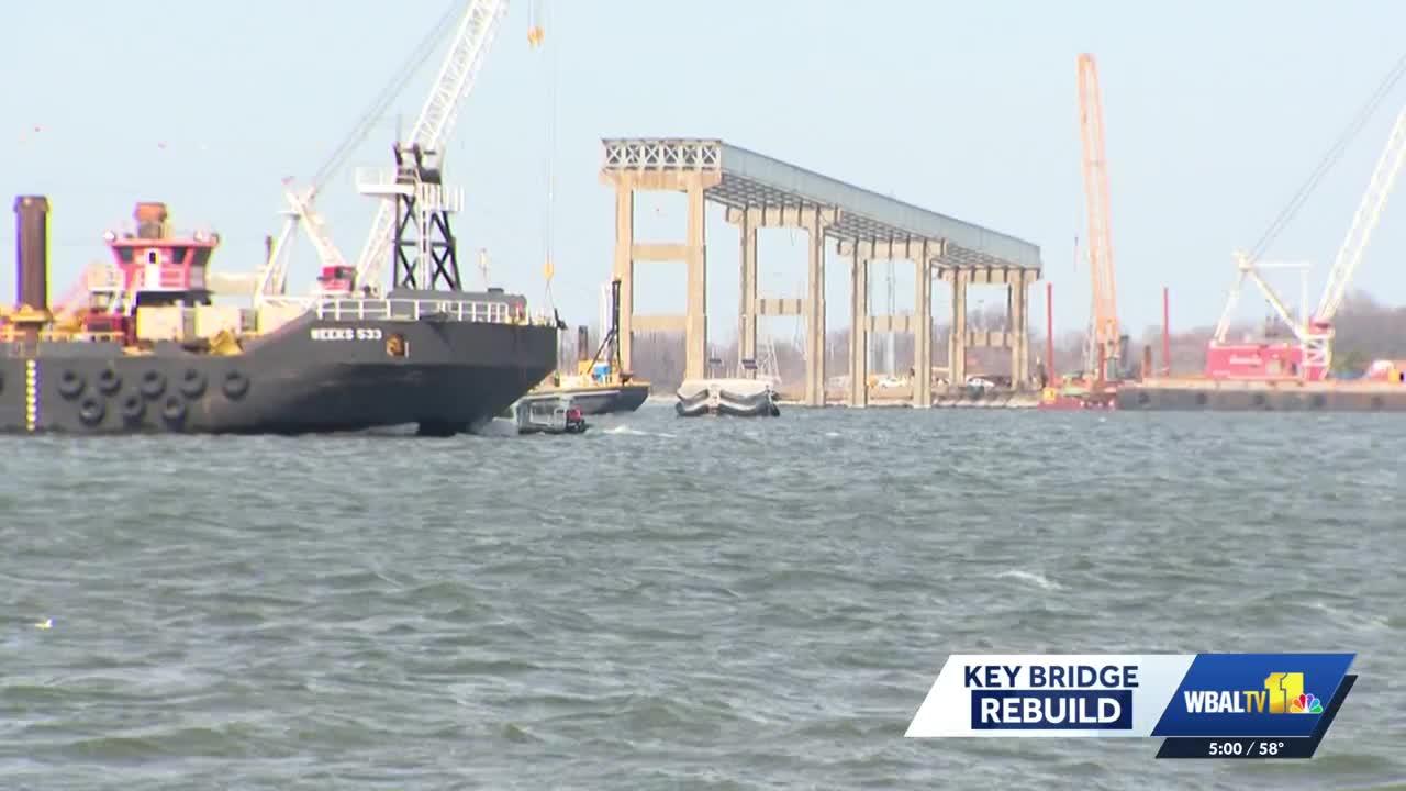 Engineers provide update on Key Bridge rebuild progress