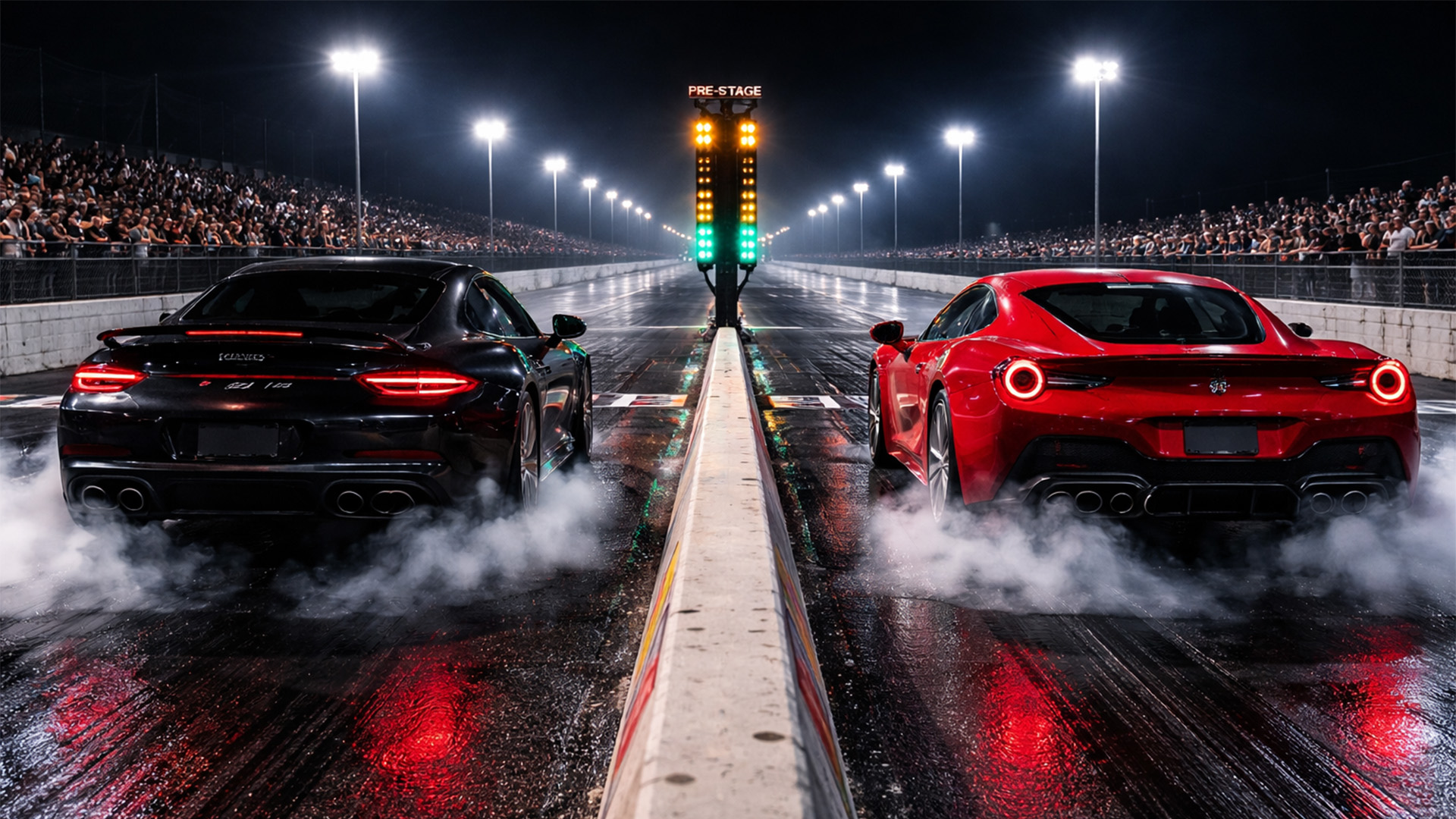 Ferrari F8 Tributo vs 700 HP Porsche Turbo S drag race