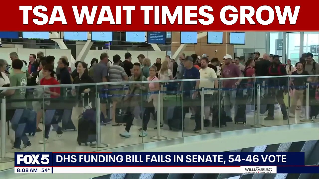 TSA wait times grow as pressure mounts to end DHS funding shutdown