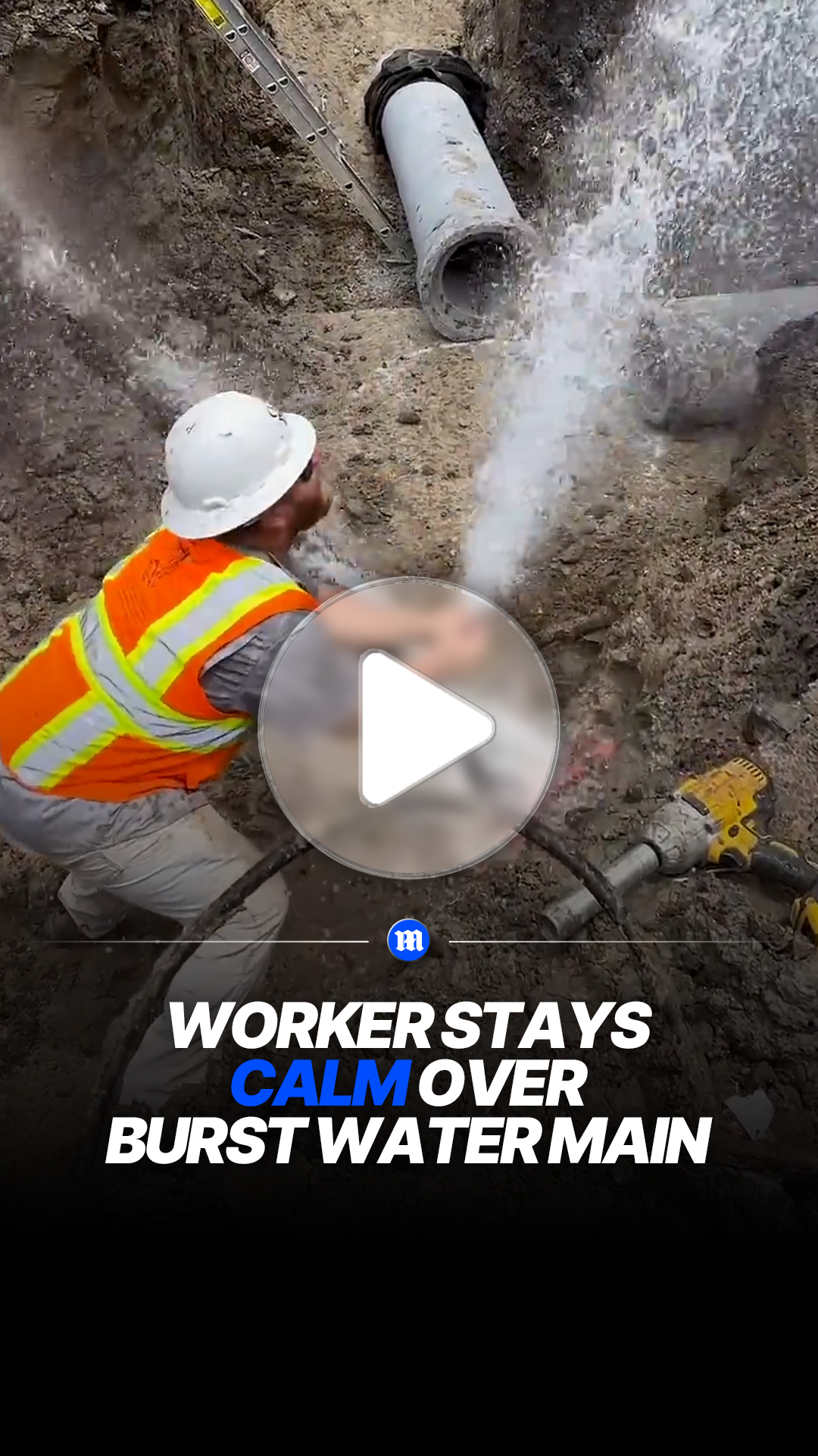 Worker keeps control during high-pressure water main burst