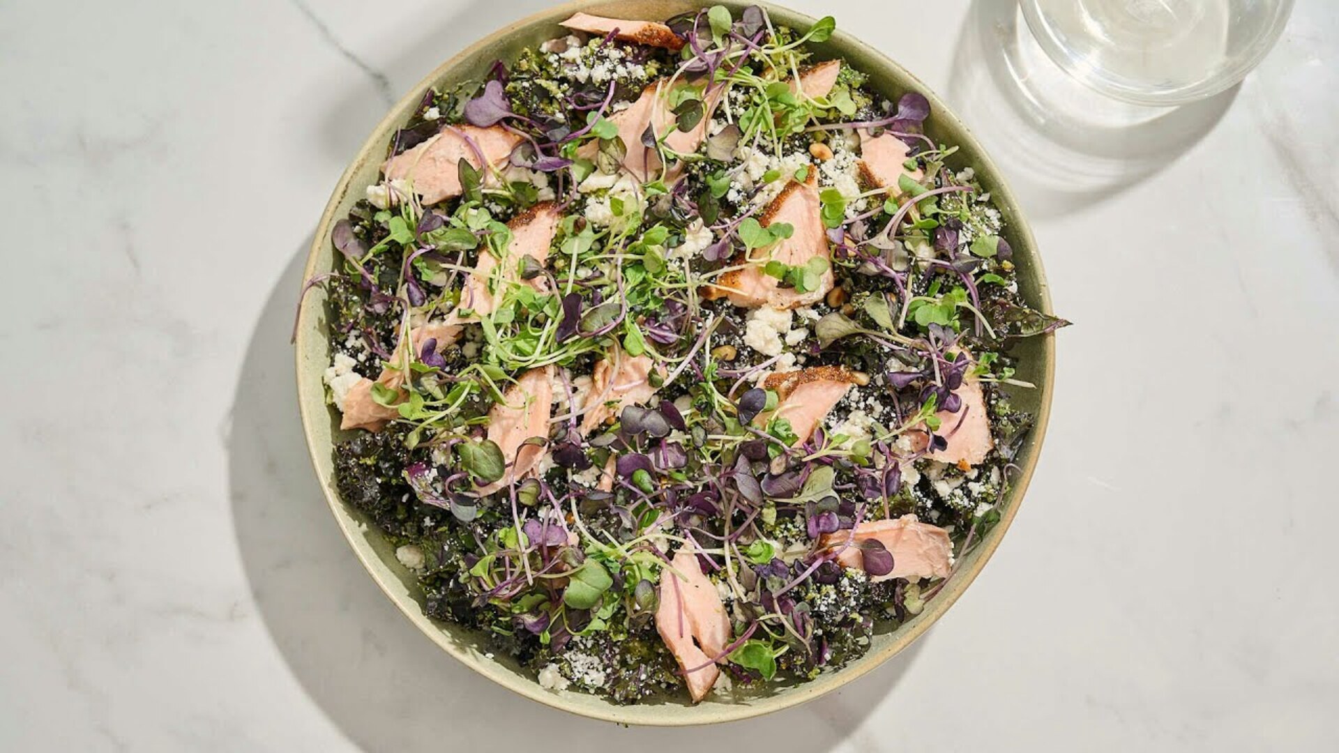 Riced broccoli salad with salmon recipe
