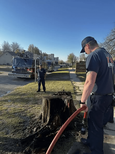 Bethany FD responds to stump fire cause by discarded cigarette