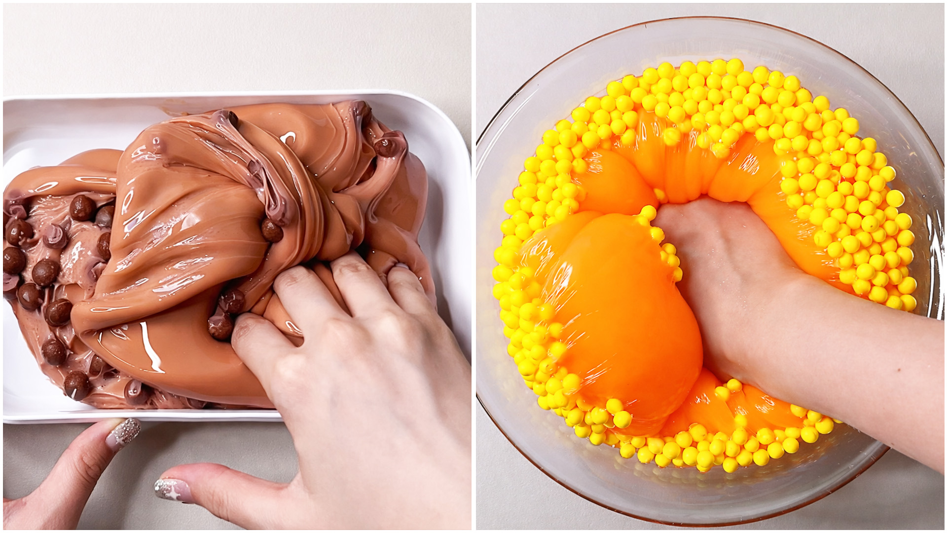 Layered slime textures and slow stretch play