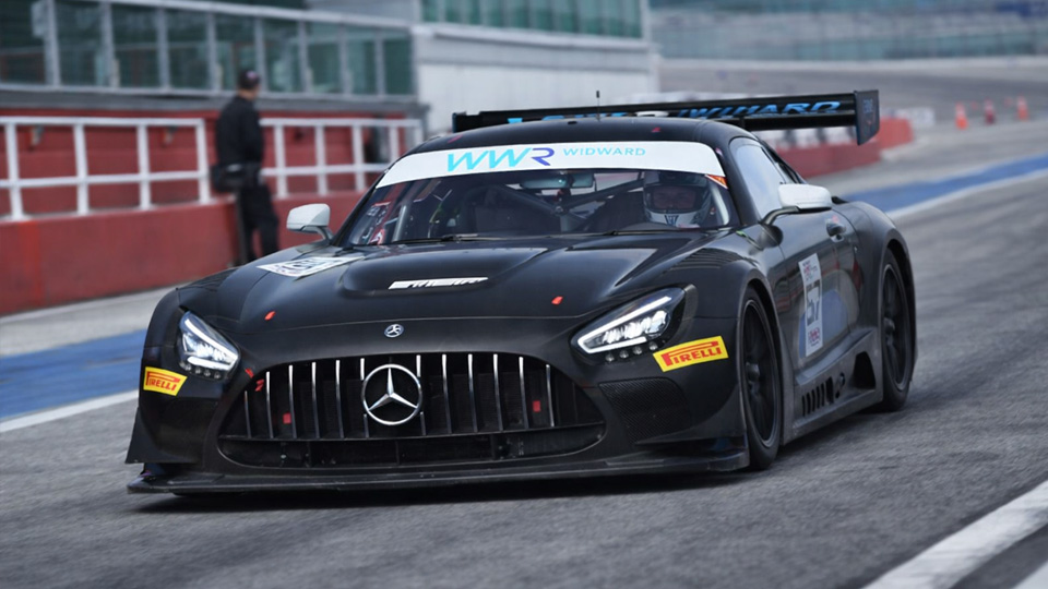 Mercedes AMG GT3 EVO screaming V8 driven by Kimi Antonelli