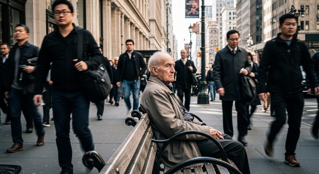 The old man sat alone every day until a stranger asked him one question