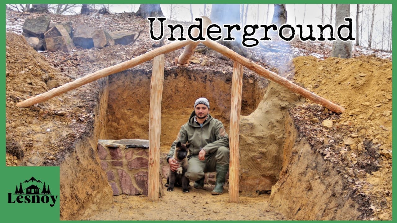 A dugout in the woods with your own hands. Stove made of clay and stone ...