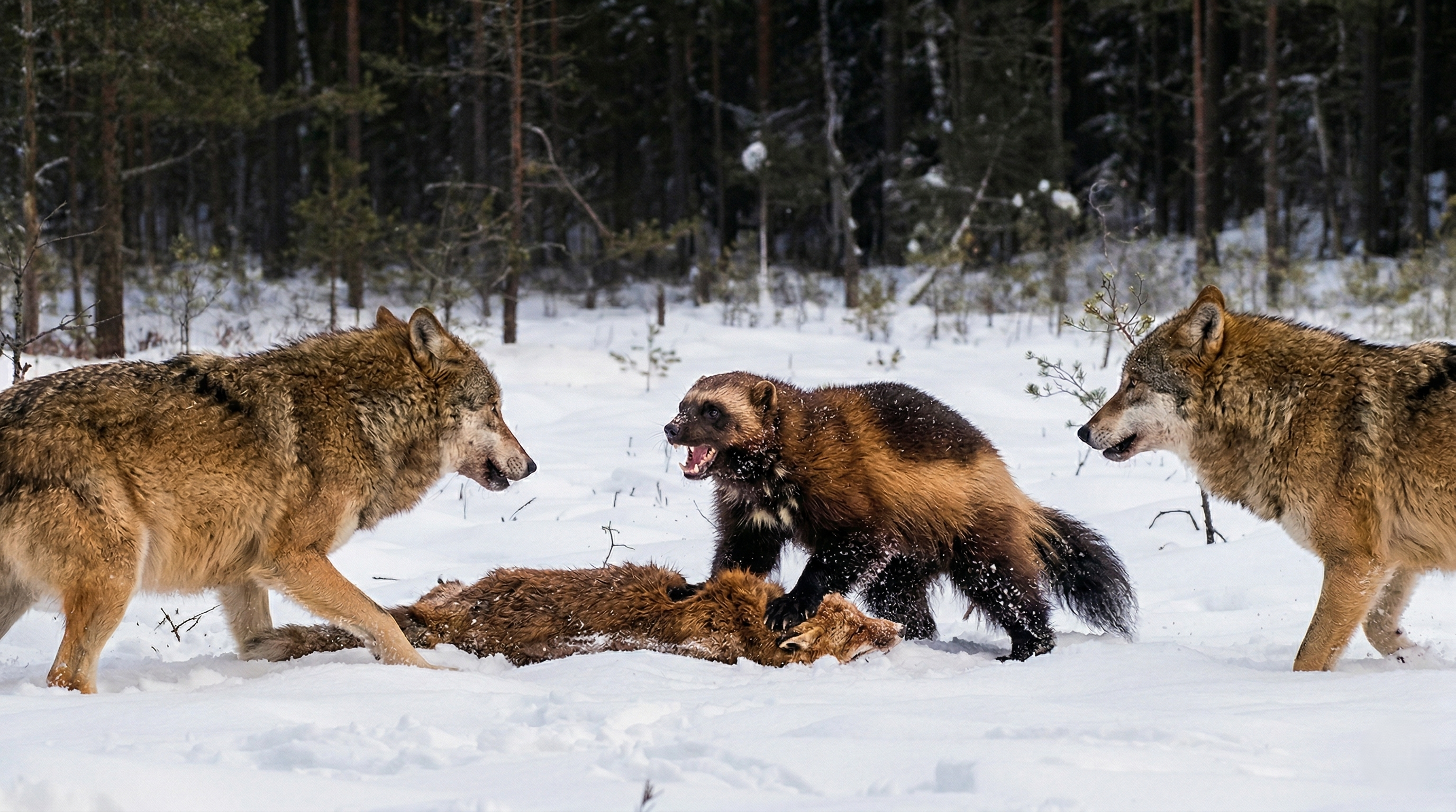 Watch what happens when a wolverine fights off multiple animals over ...