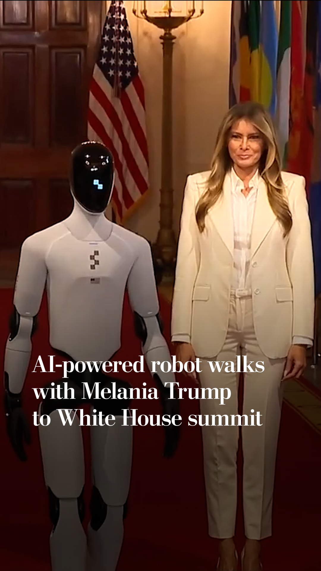 Robot walks with Melania Trump to White House summit