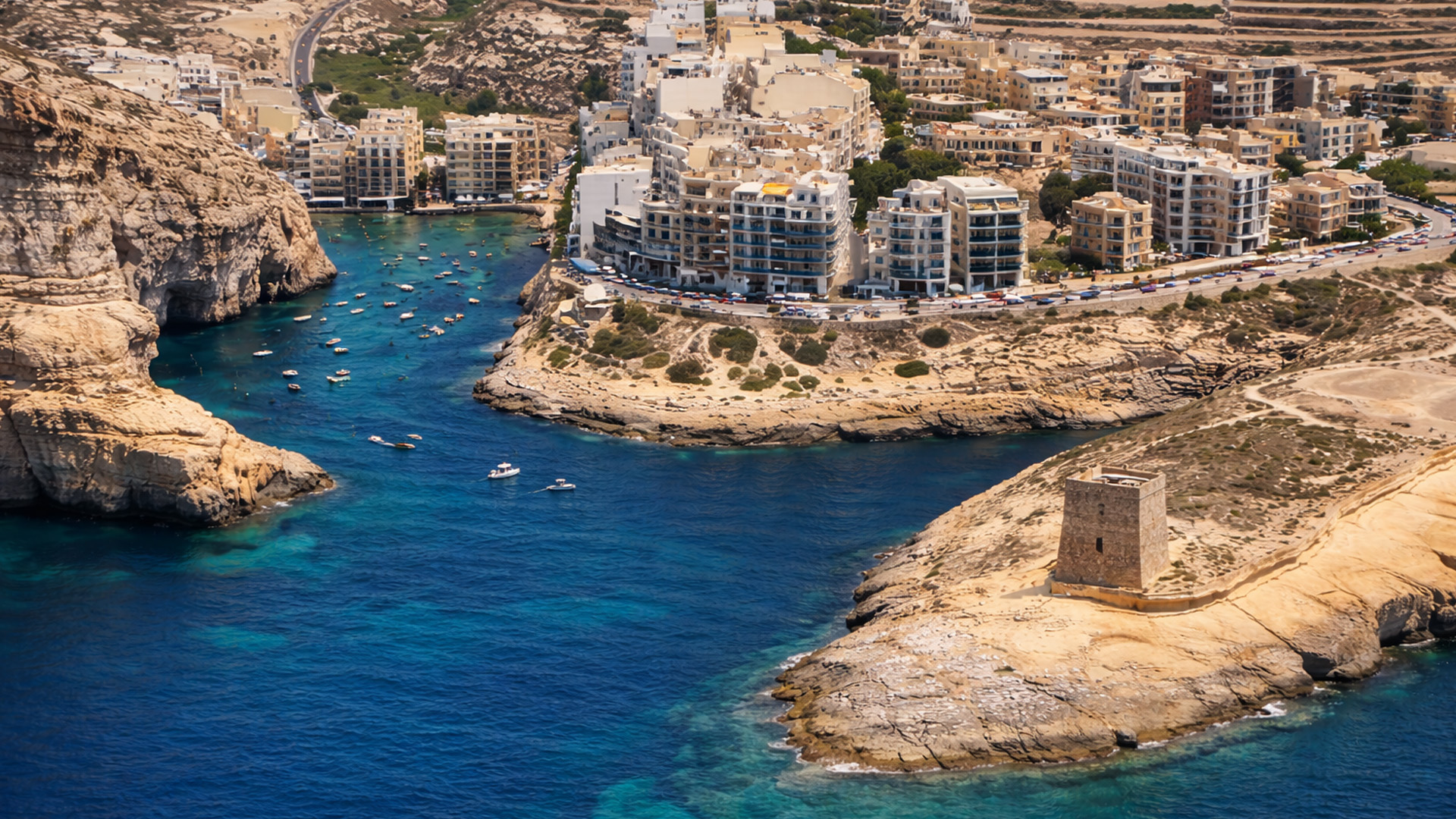 How does this narrow bay shape the entire town?