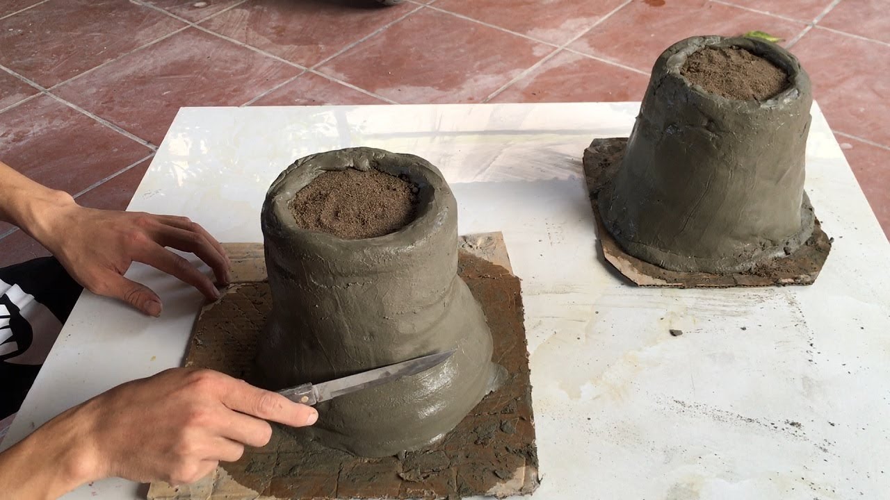 Idea of making cement flower pots - Garden design ideas - Making a pot ...