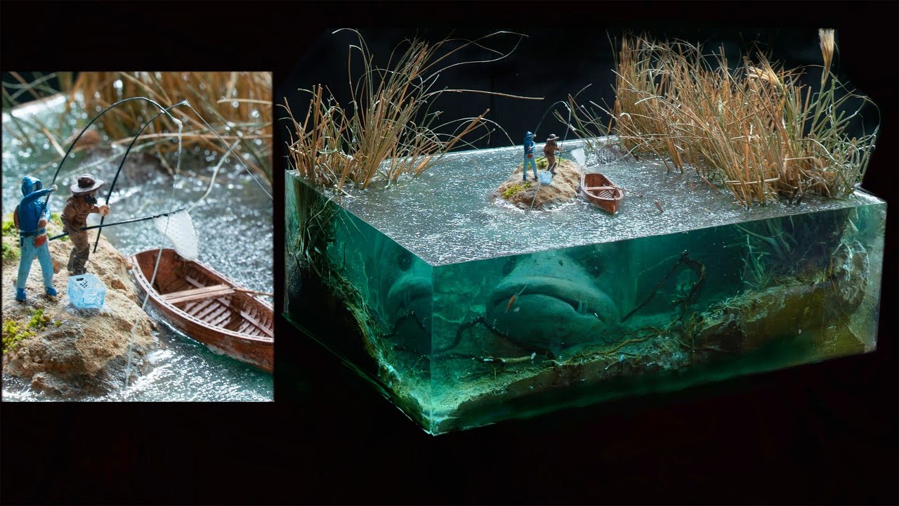 How I made a giant fish miniature diorama: Epic swamp scene reveal!