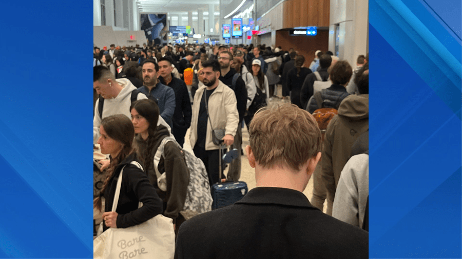 Video: TSA wait line wraps multiple times at NYC airport