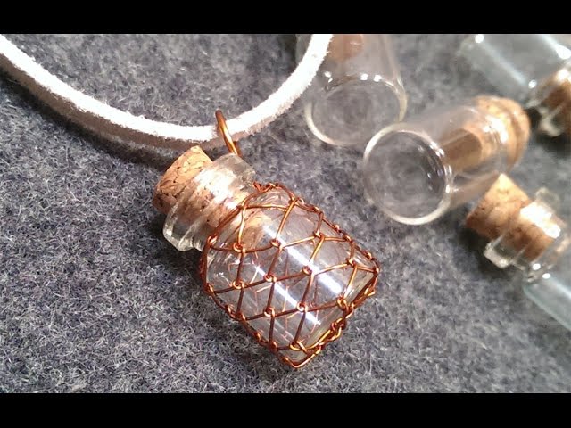DIY wire mini jars pendants - Handcrafted copper jewelry 108