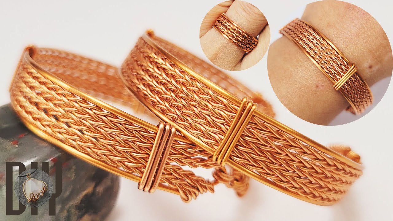 Wheat pattern | twisted wire | thick bangle | cuff bracelet | unisex ...