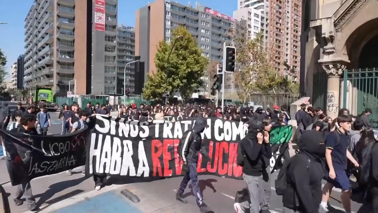 Students protest against new education policies and budget cuts in Chile