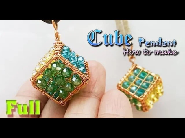 How to make cube pendant from copper wire and small stone - full (slow) 365