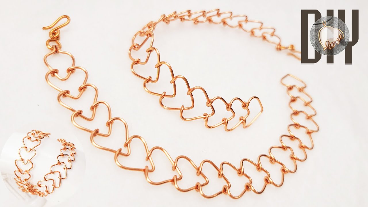 Heart chain bracelet | Do not use beads | How to make jewelry | Copper ...