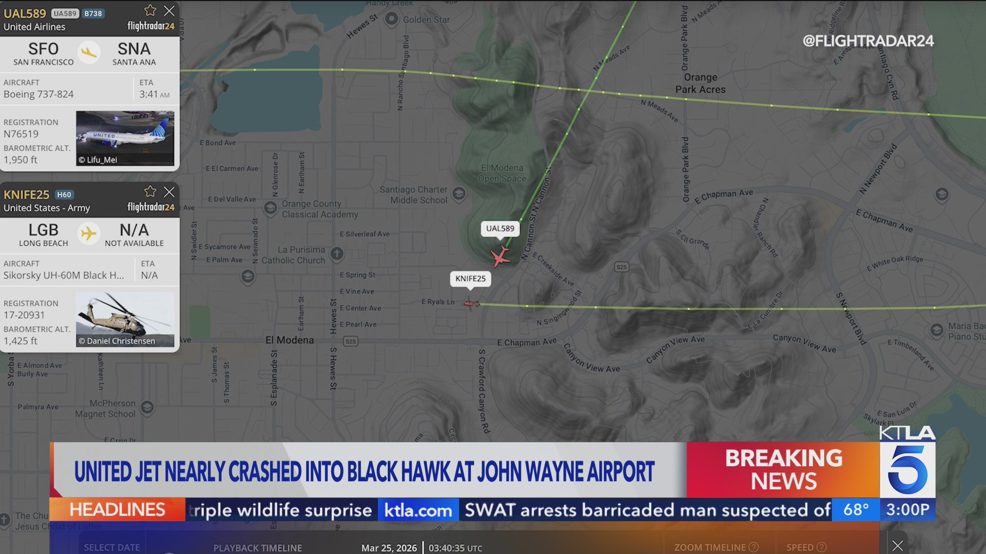 United jet nearly crashed into Black Hawk at John Wayne Airport