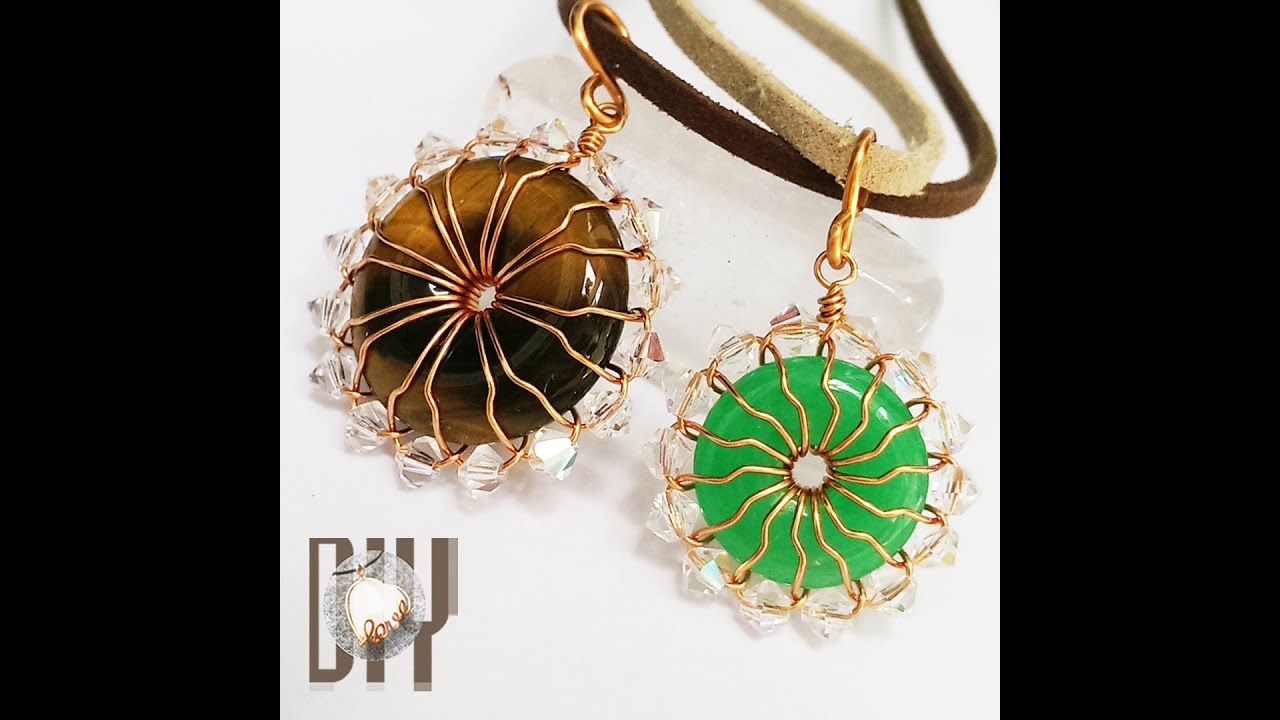 Simple flower | sun | pendant | donut stone | crystal beads ...