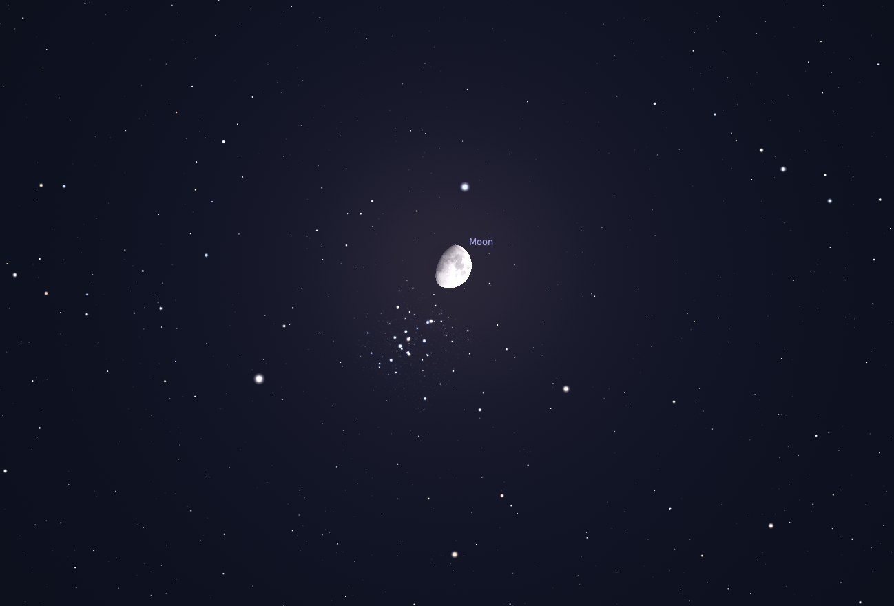 The sky today on Friday, March 27: The moon buzzes the Beehive