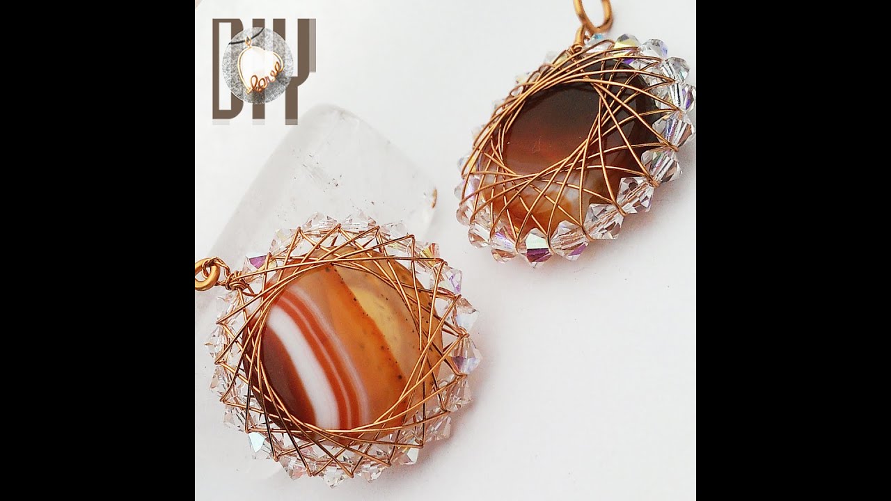 Sun pendant | big flat round | small crystal | stone without holes 873 ...