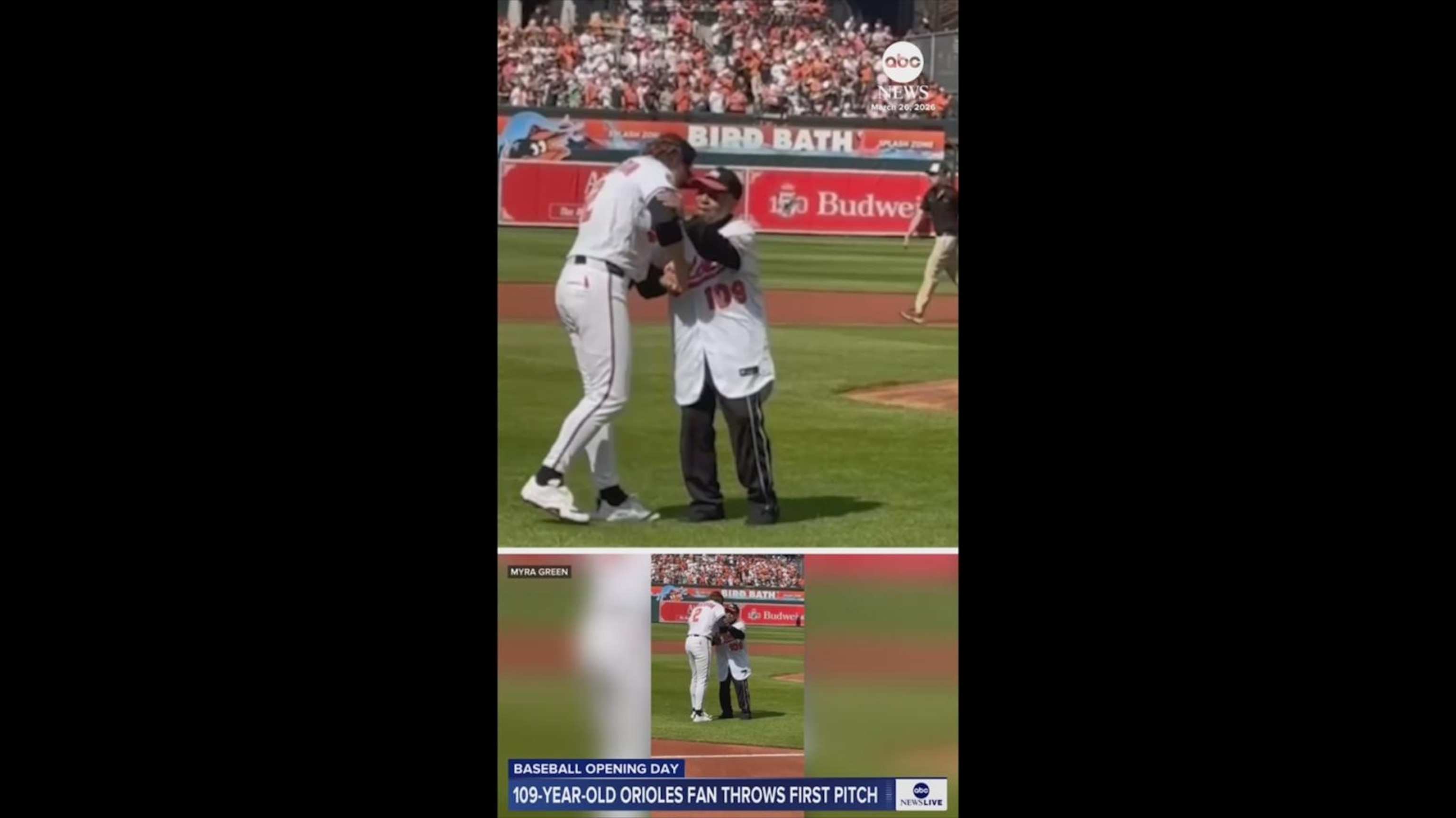 109-year-old Orioles fan throws first pitch on opening day