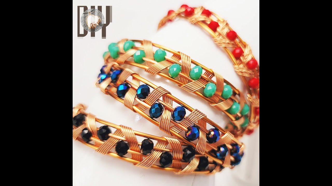 Zig zag | thick bangle | cuff bracelet | small crystal beads ...