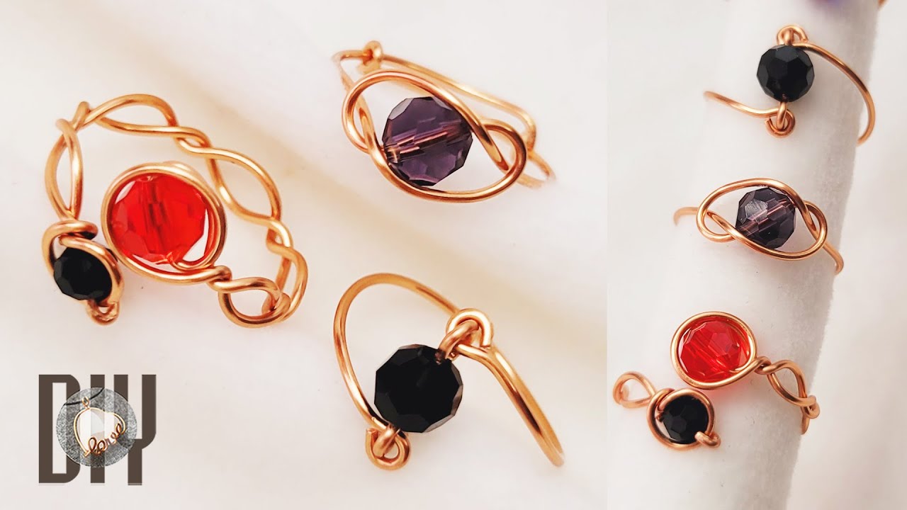 Wire jewelry making tutorials for beginners | Three simple ring designs ...