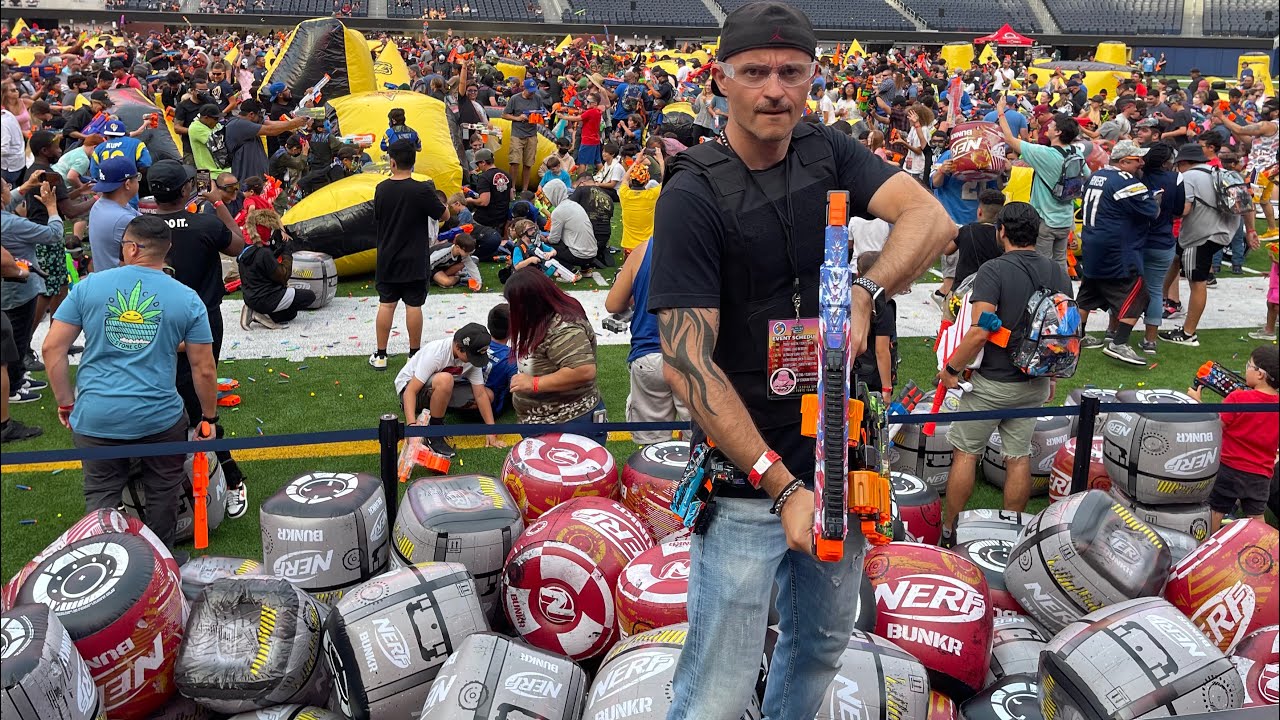 Inside the epic Nerf war at SoFi Stadium | Jared's blaster battle with ...