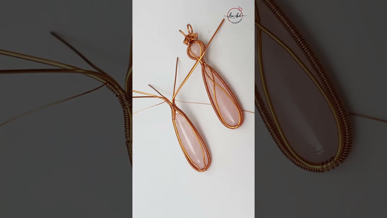#shortsvideo | Copper wire pendant with stone long drop and half round ...