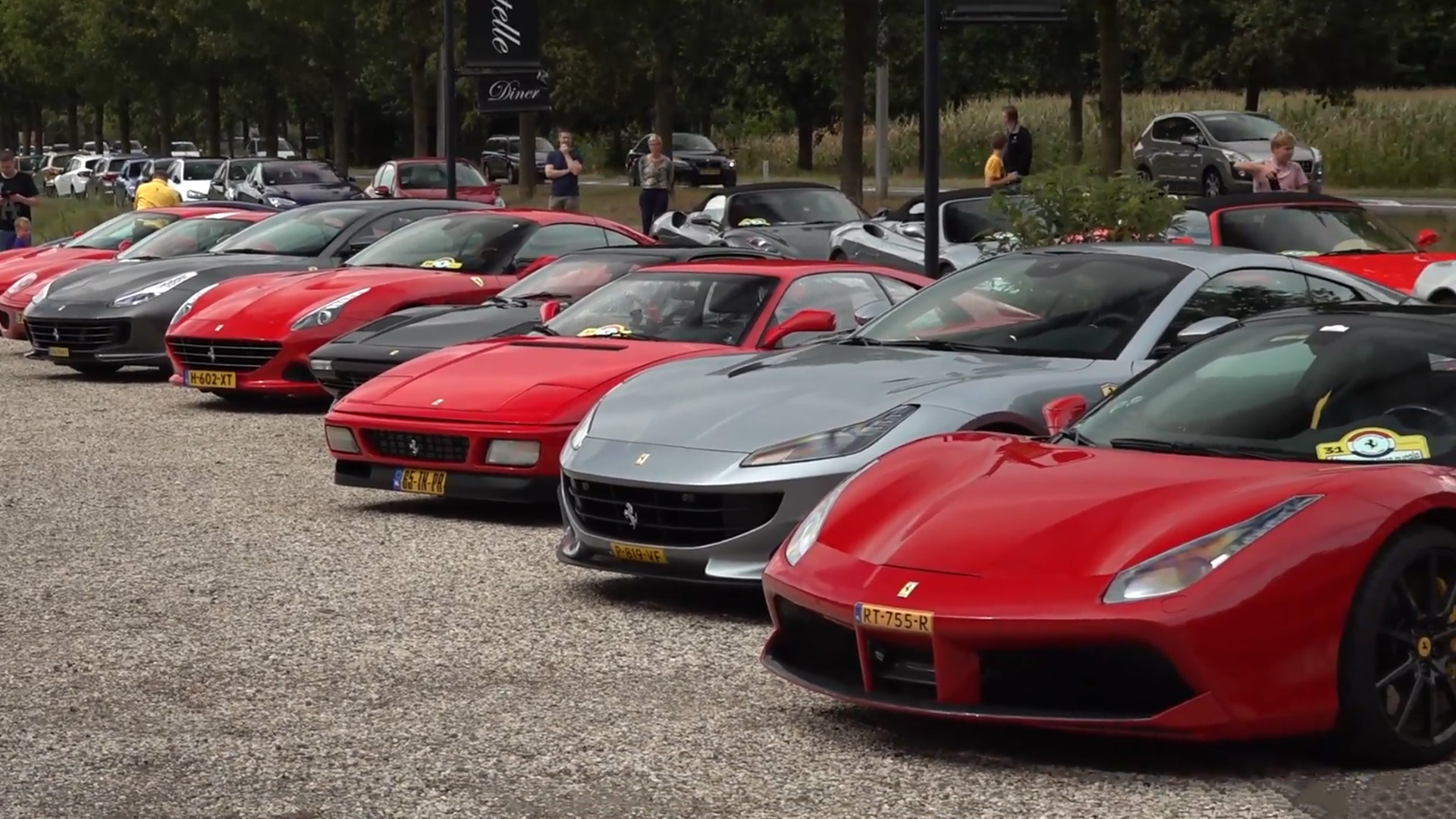 Iconic Ferrari lineup impresses enthusiasts at car meet event