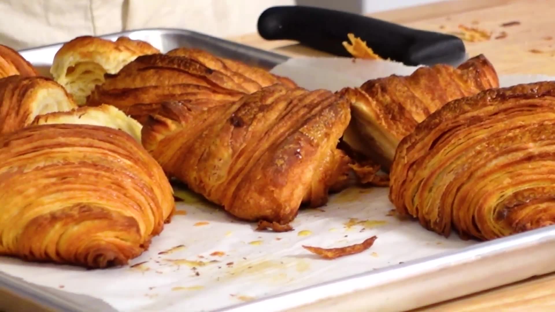 Professional baker attempts making croissants in home kitchen