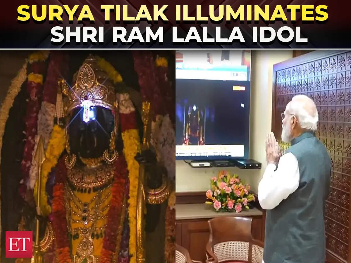 Sunlight illuminating Ram Lalla’s forehead in Ayodhya, PM Modi ...
